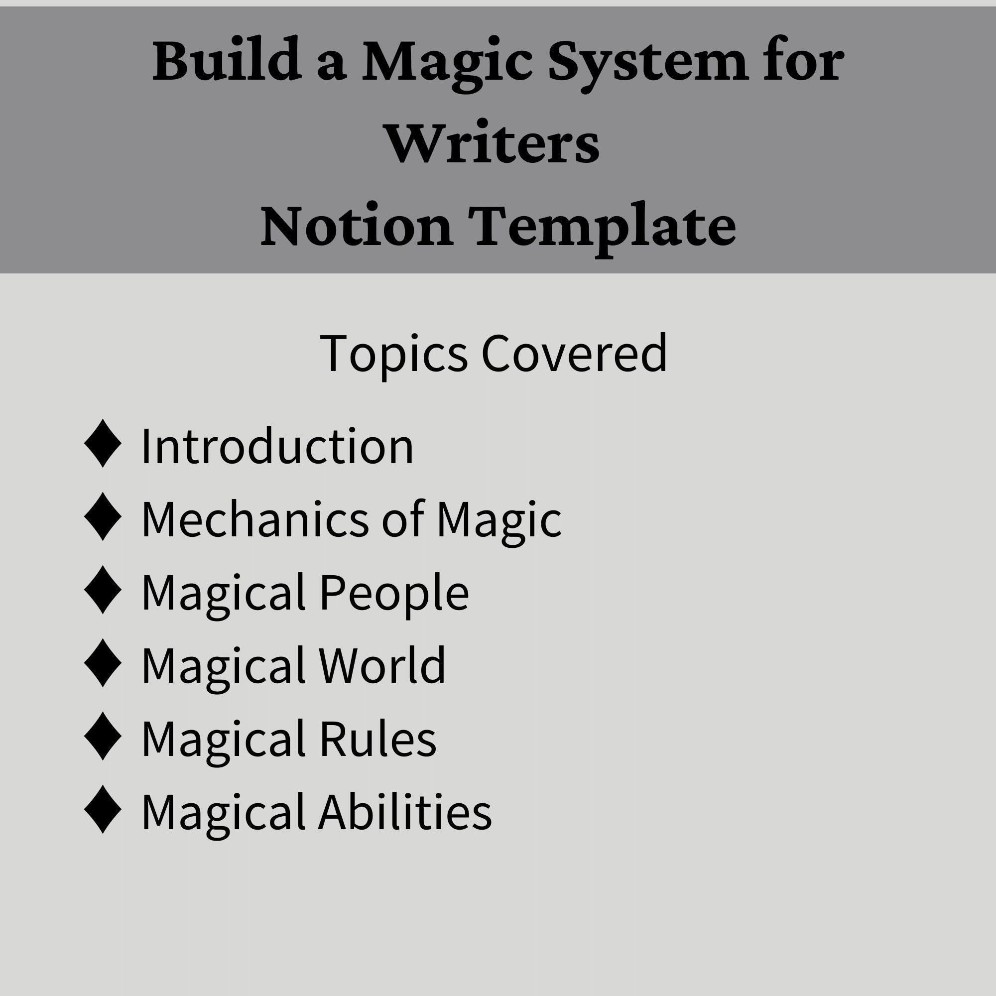Build a Magic System for Writers Notion Template, Notion for Writers ...