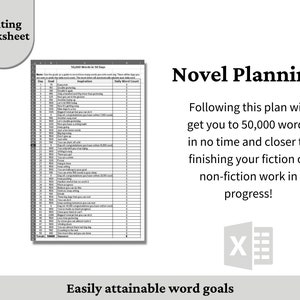 Word Count Tracking Spreadsheet for Writers Novel Writing - Etsy