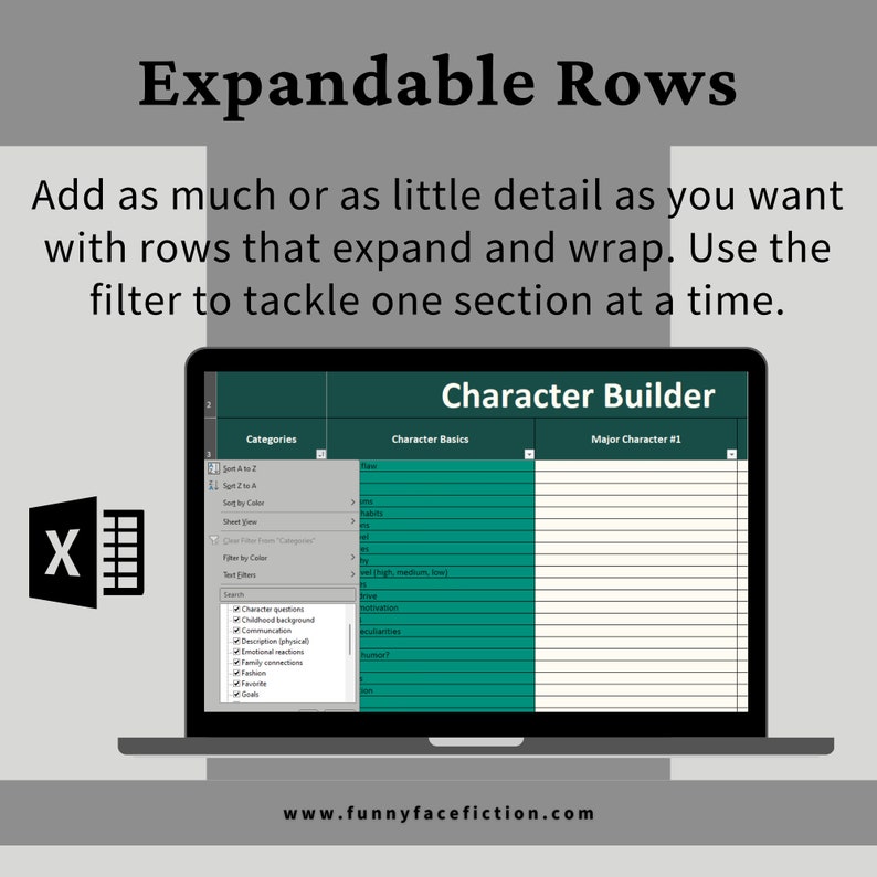 Character Builder Spreadsheet for Writers (digital Download) - Etsy