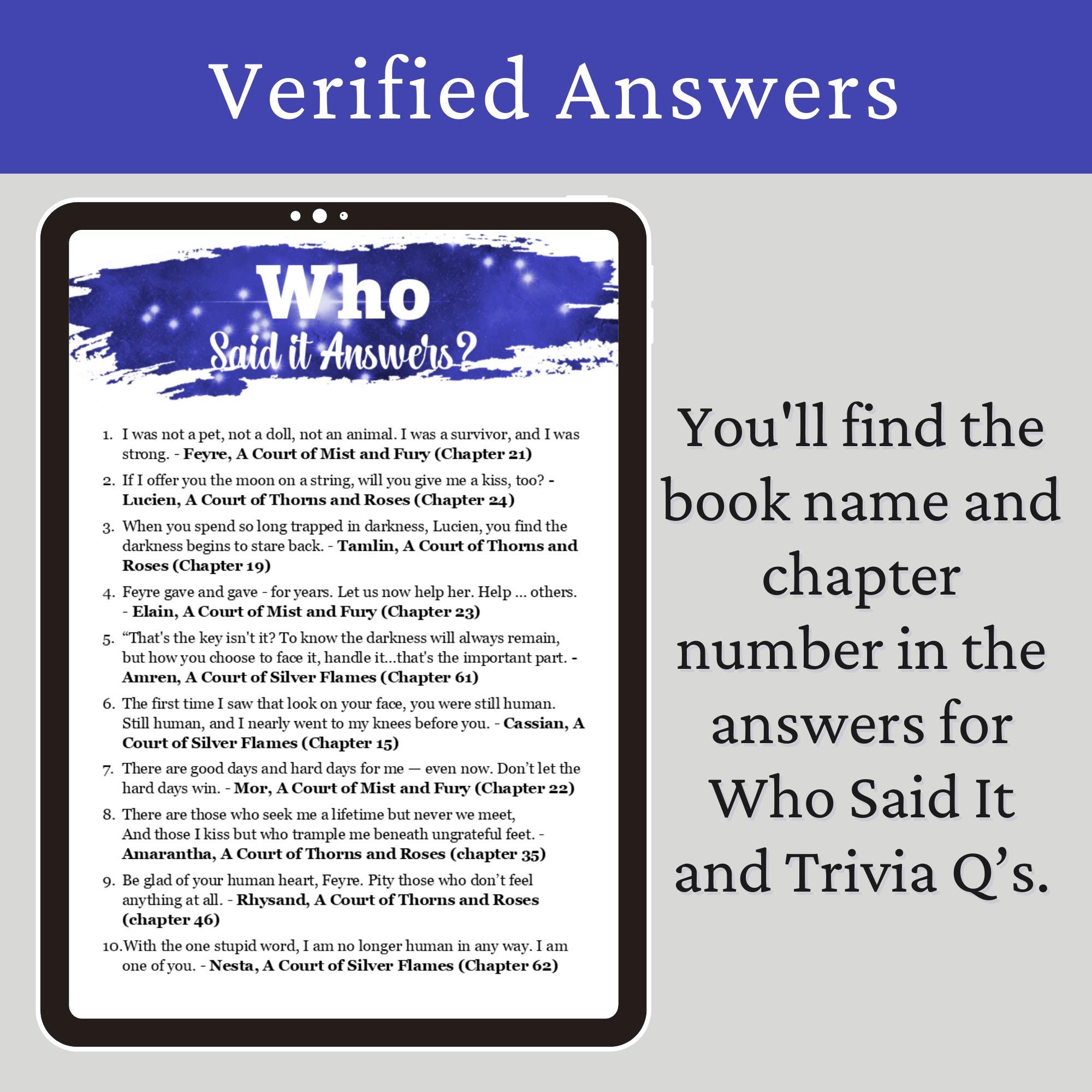 ACOTAR Inspired Book Club Game Bundle: Printable Trivia, Word Scramble ...