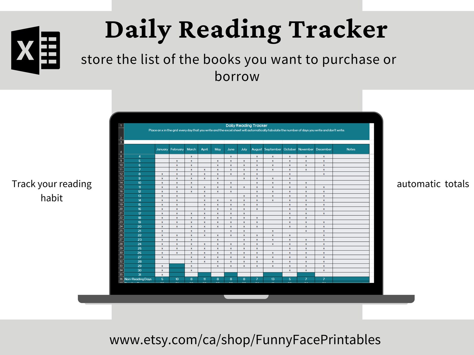 Excel Book Library Template Reading Log Tracker Excel - Etsy