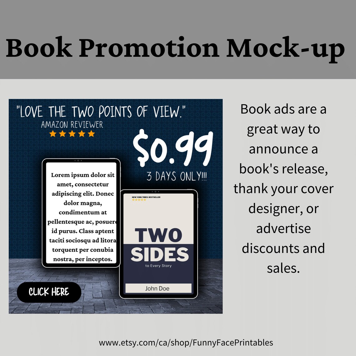 Canva Book Promotion Templates for Writers, Mockup for Book Promotion ...