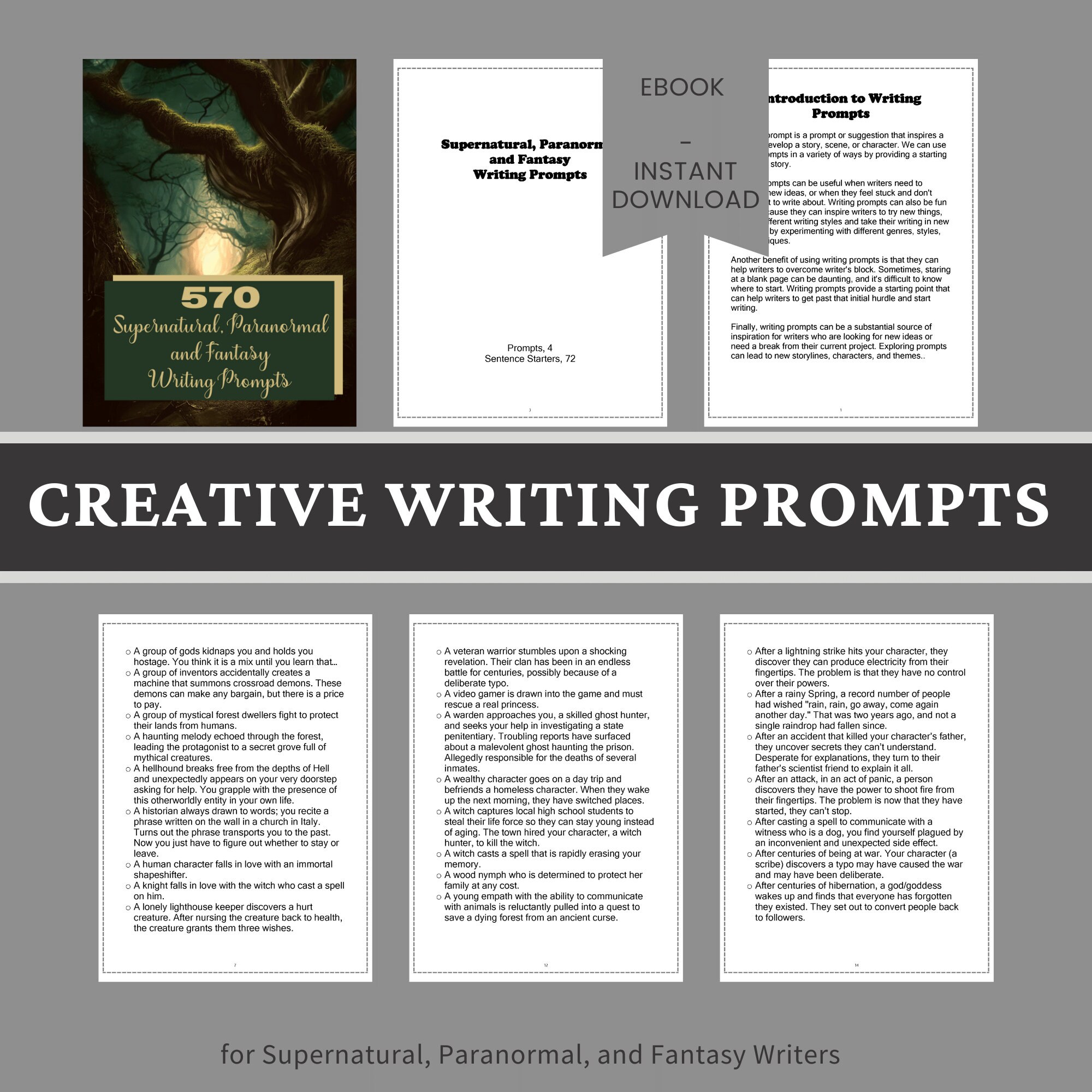 Supernatural Paranormal and Fantasy Writing Prompts Writing Prompts ...