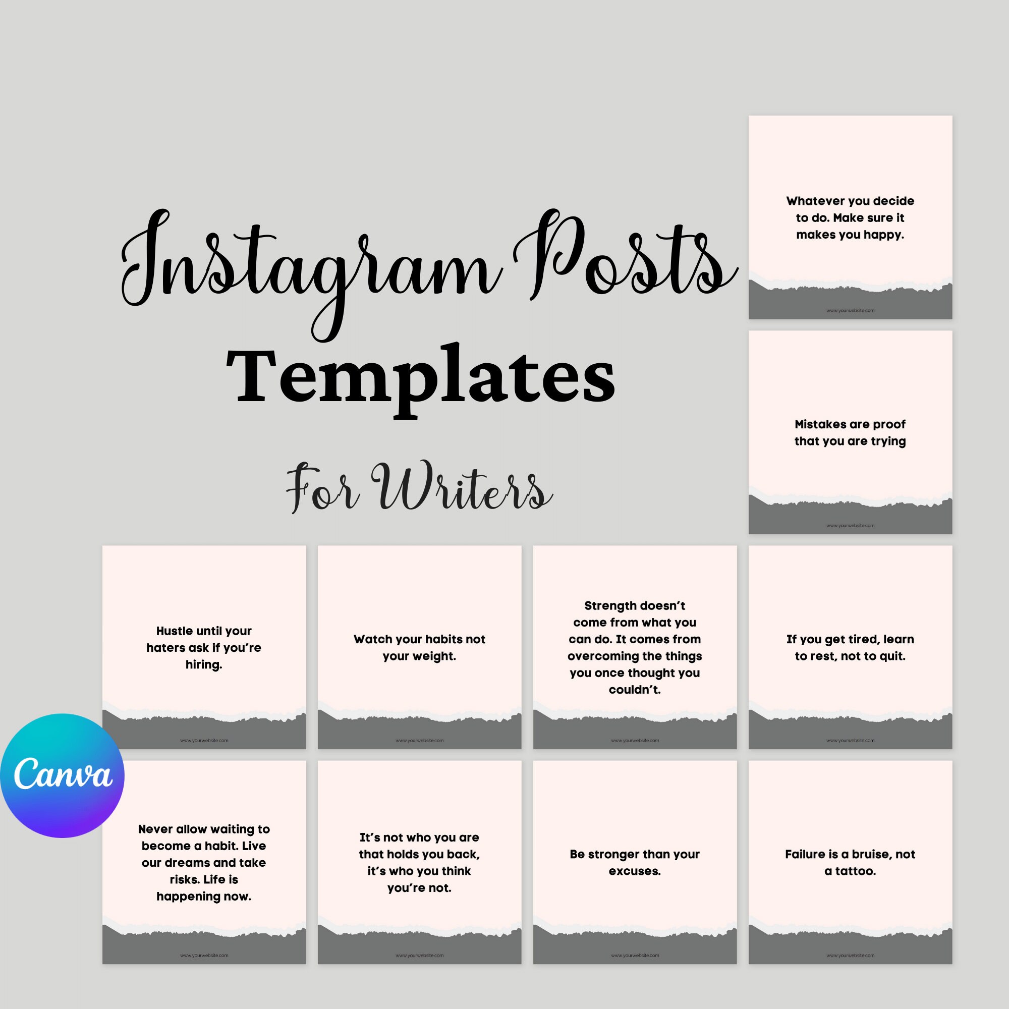 Canva Instagram Templates for Writers Author Instagram Ideas - Etsy