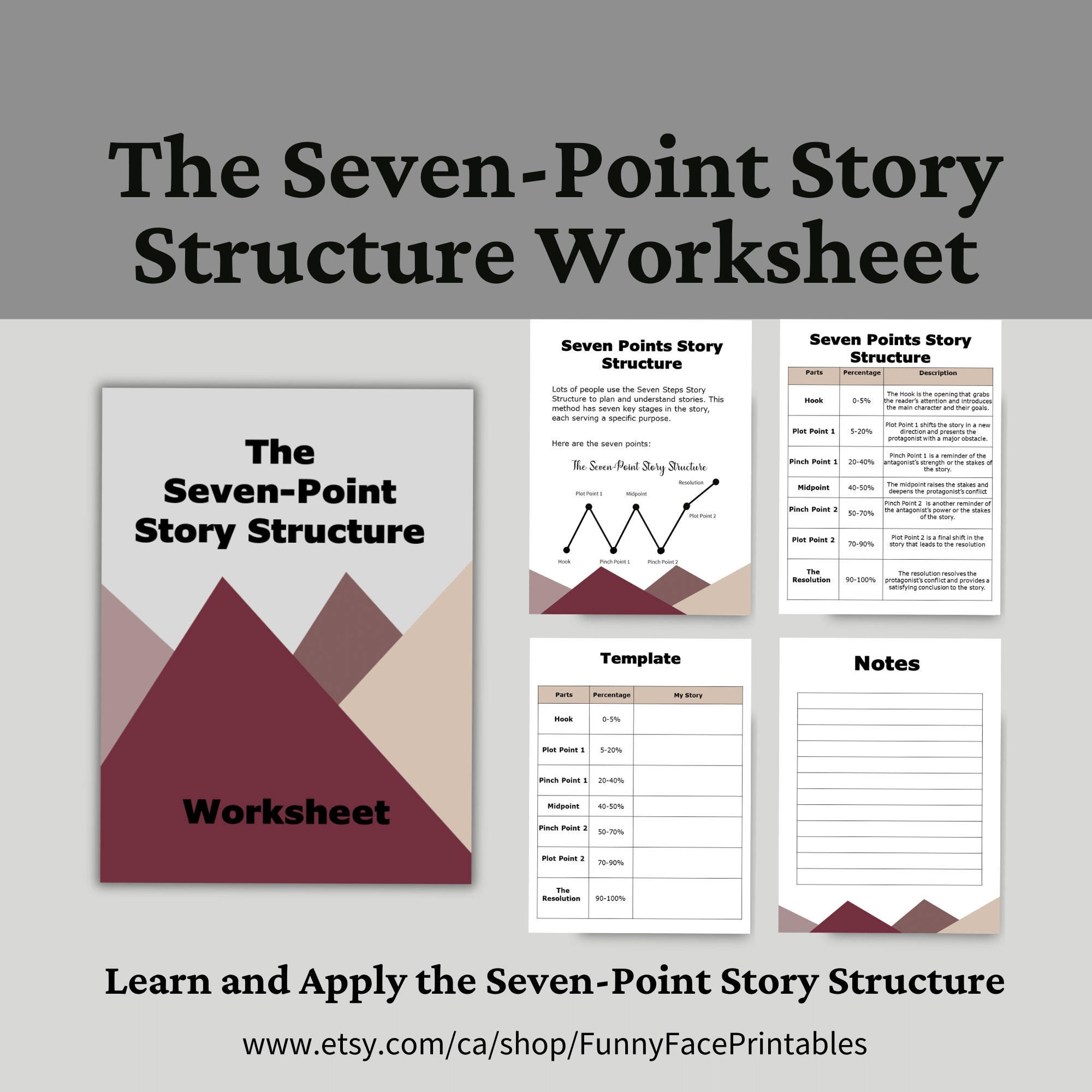 The Seven-point Story Structure Worksheet, Printable Writing Worksheet ...