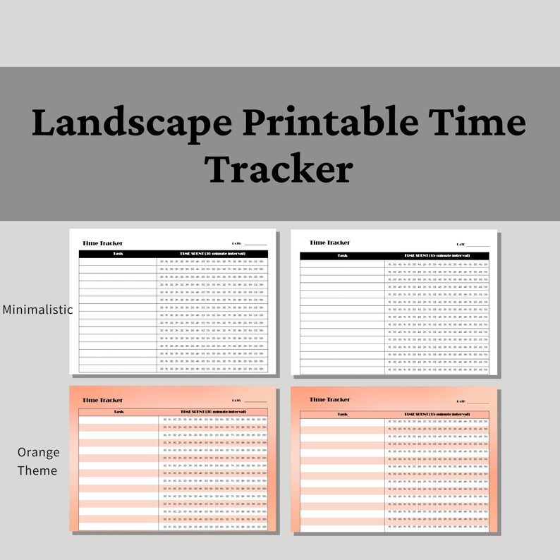 Printable Time Tracker, Time Tracker Printable, 15 Minutes Interval, 30 ...