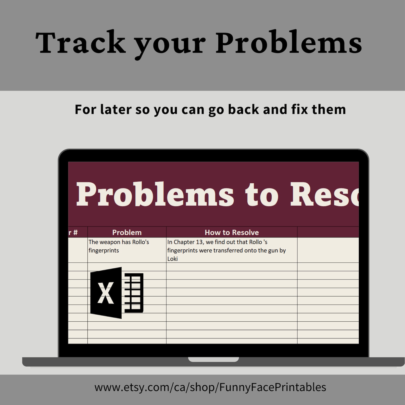 Plot Outline Excel Spreadsheet for Fiction Writers: Author Planner ...