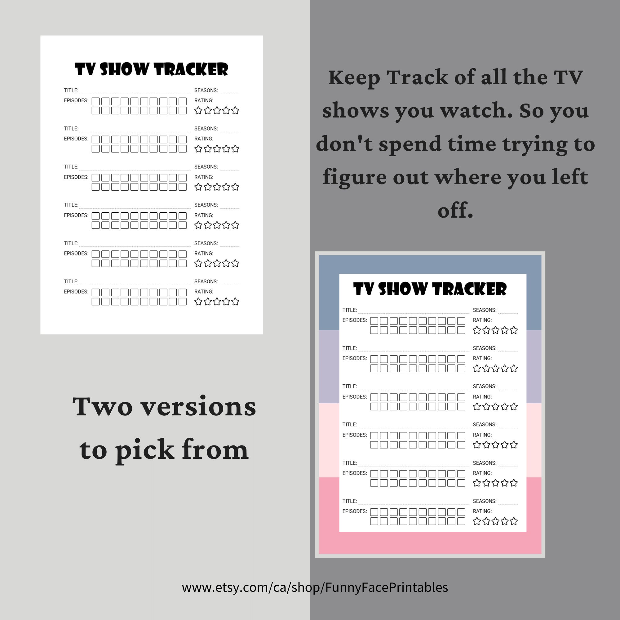 Printable TV and Movie Tracker, Movie Tracker Printable, Printable TV ...