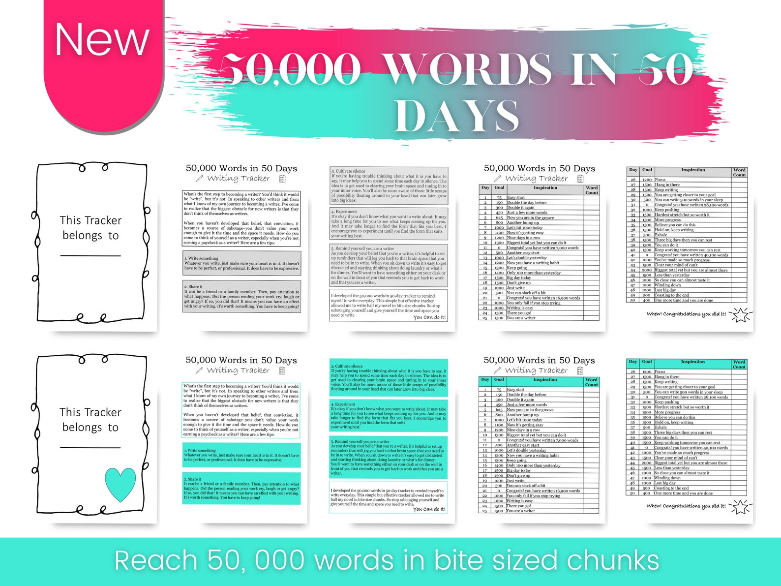 Printable Writing Tracker Novel Writing Word Tracker | Etsy