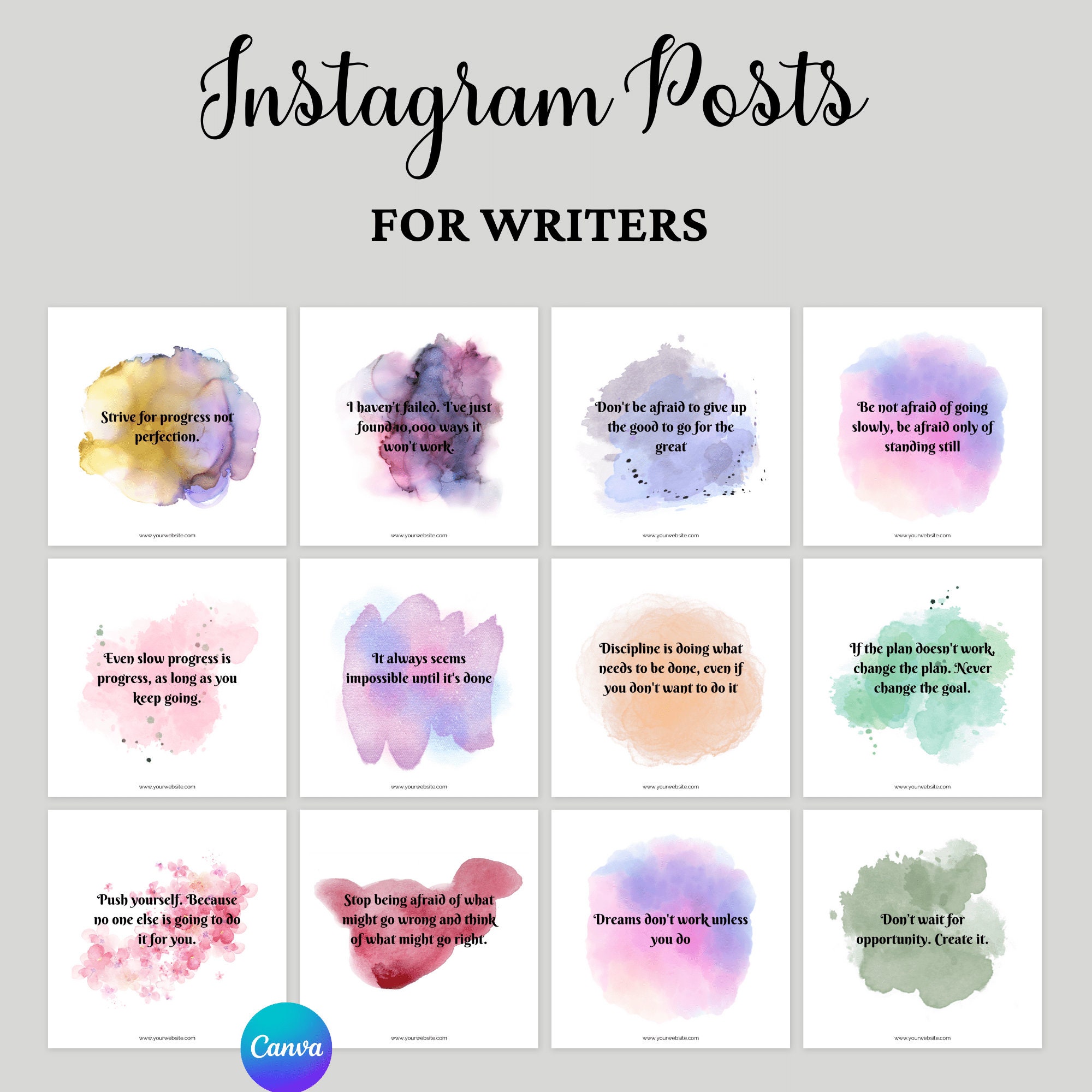 Canva Instagram Templates for Writers Author Instagram Ideas - Etsy