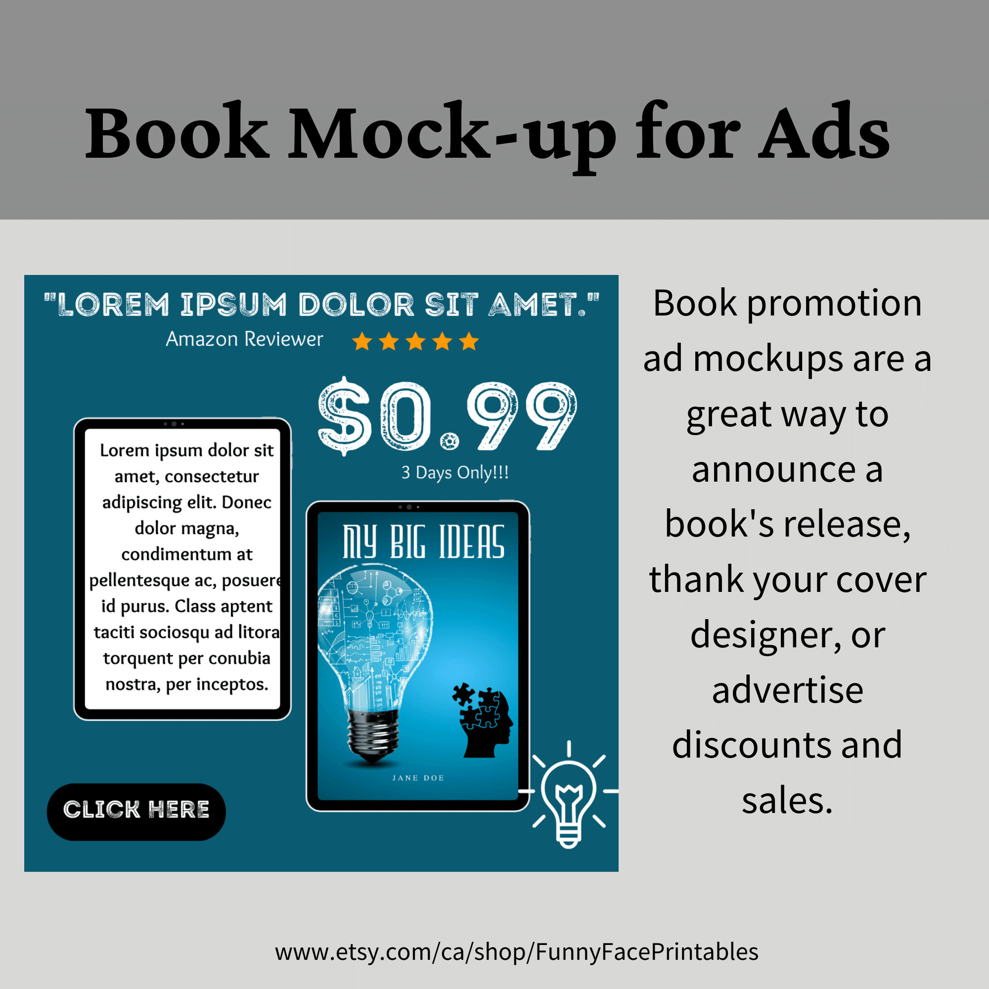 Book Promotion Templates for Writers, Mockup for Book Promotion, Book ...