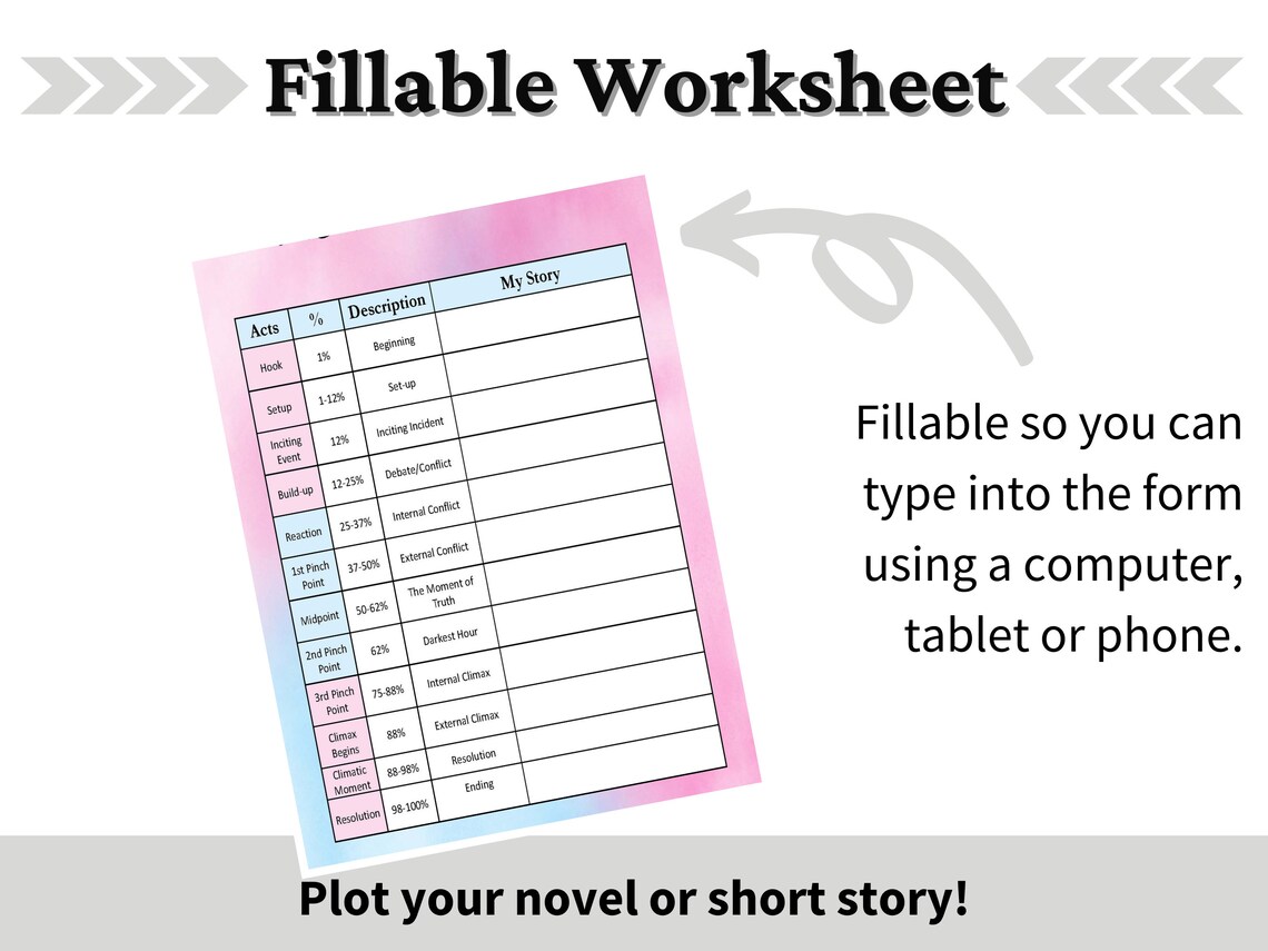 Printable Writing Worksheet Three Act Plot Structure - Etsy Canada