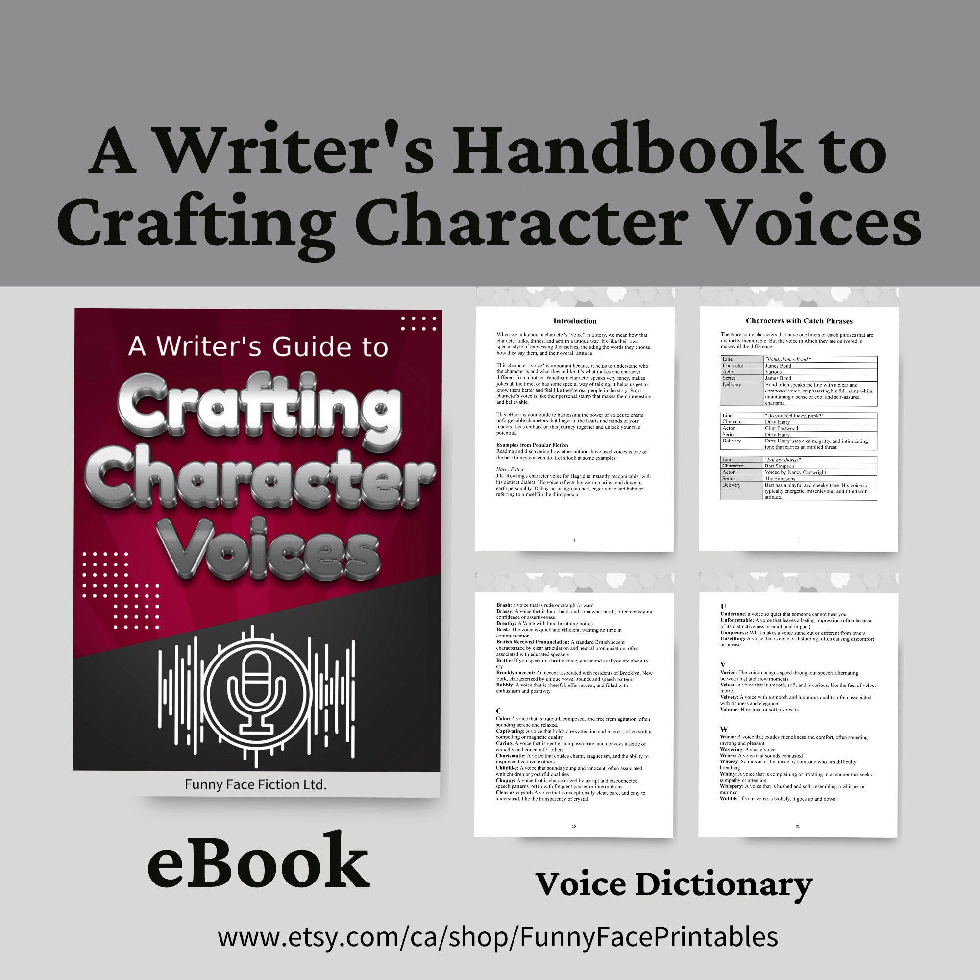 Character Voice Writing Guide: A to Z Glossary (PDF) - Etsy