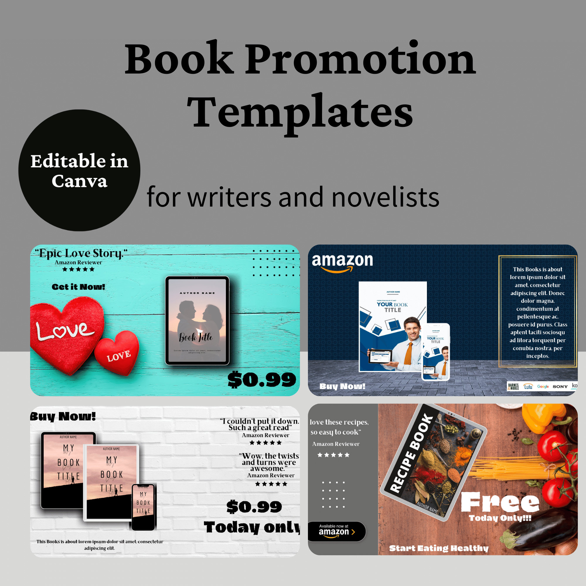 Canva Book Promotion Templates for Writers, Book Promotion Template for ...
