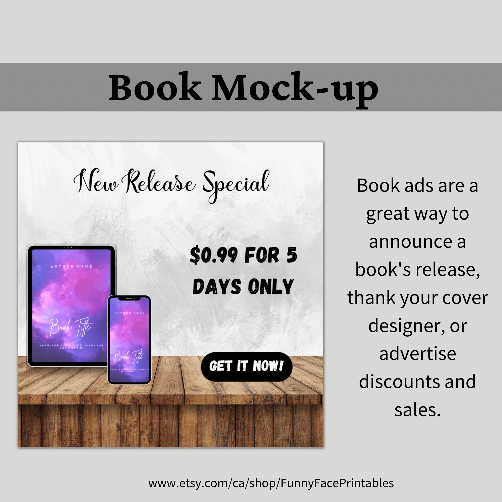 Book Promotion Templates for Writers, Mockup for Book Promotion, Canva ...