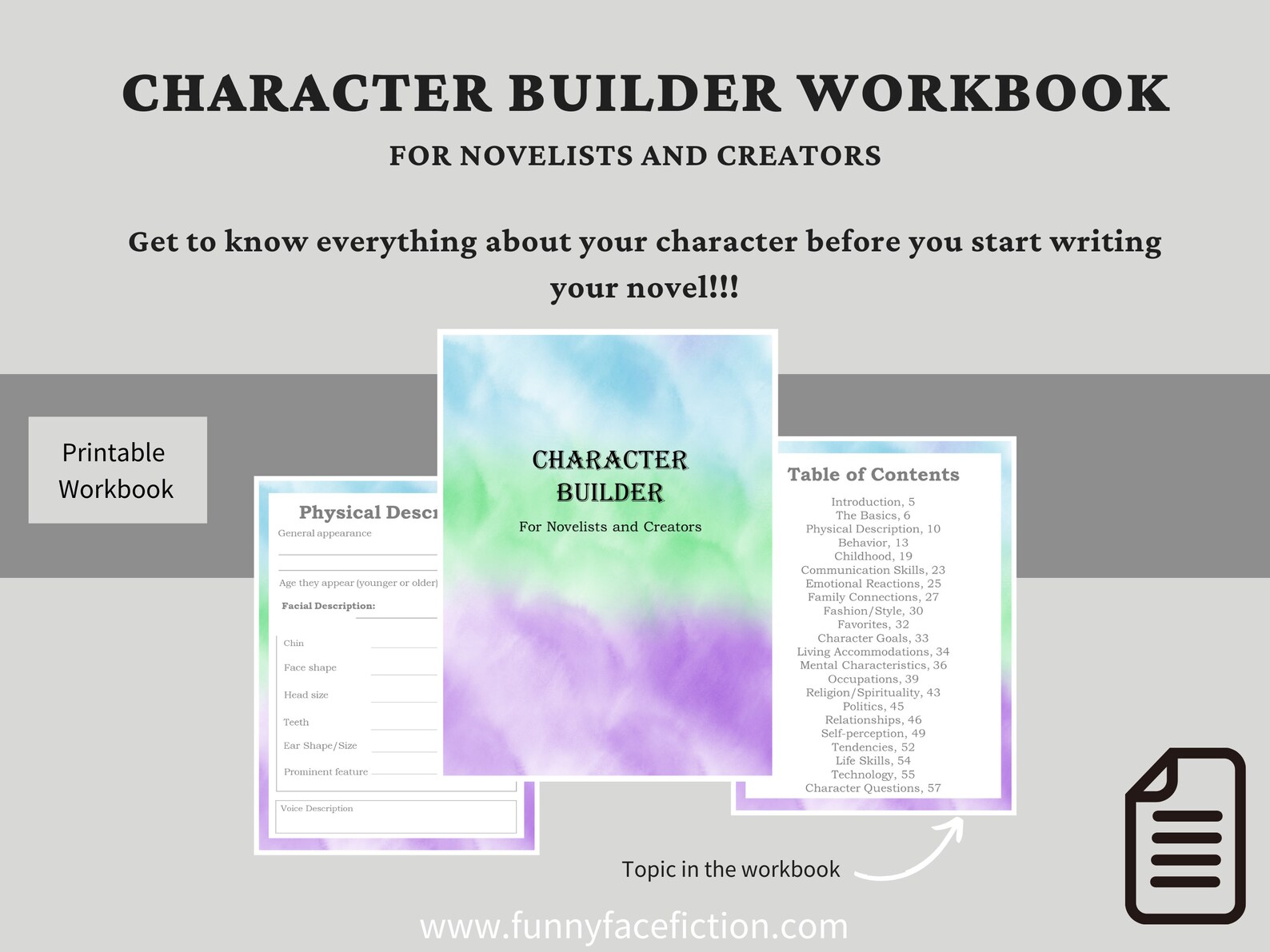 Printable Character Builder Workbook Printable Character - Etsy Canada