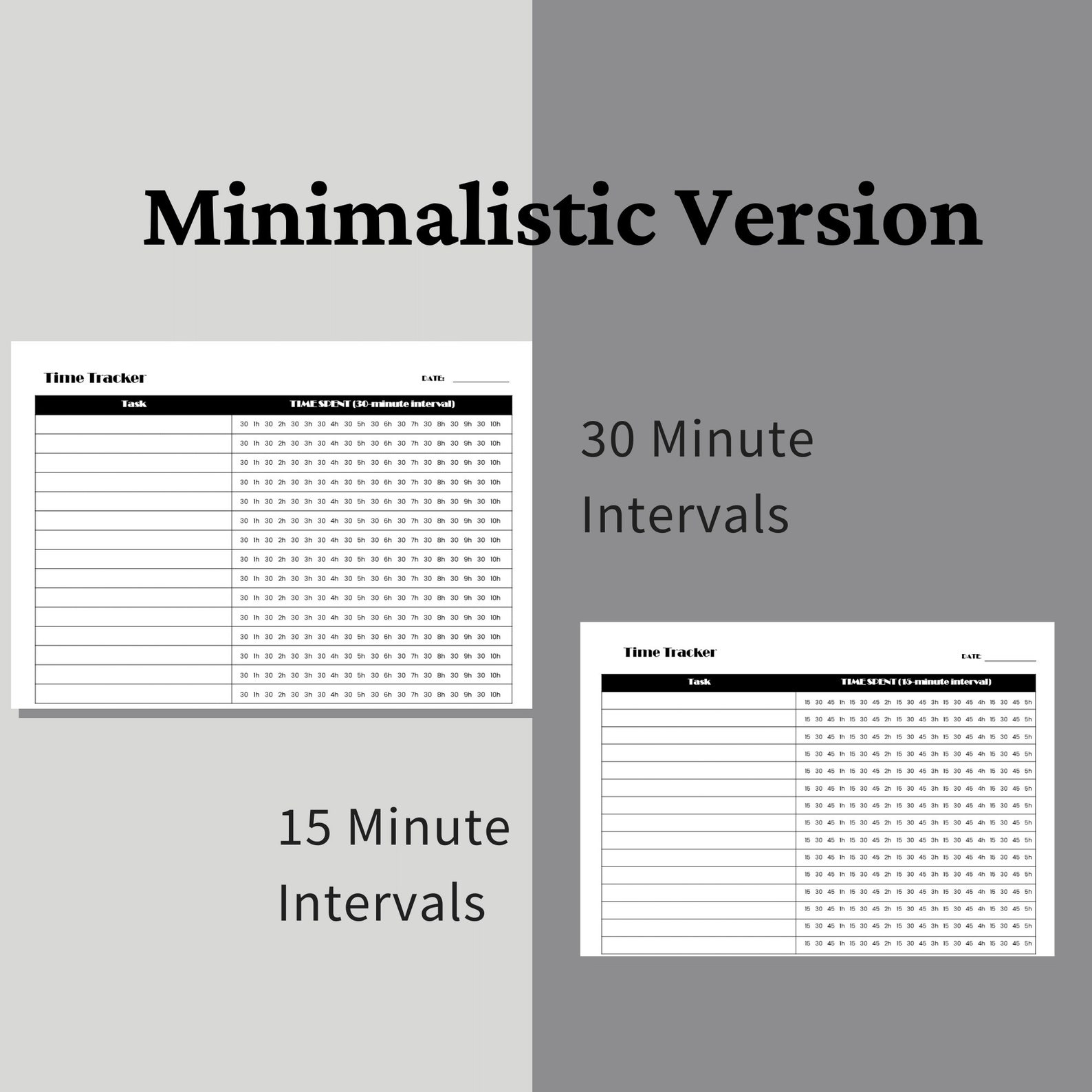 Printable Time Tracker, Time Tracker Printable, 15 Minutes Interval, 30 ...