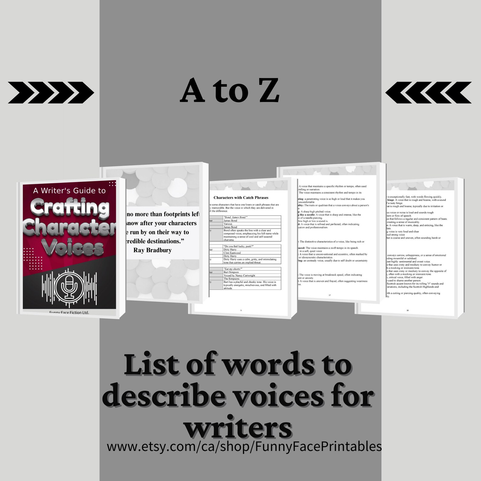 Character Voice Writing Guide: A to Z Glossary (PDF) - Etsy