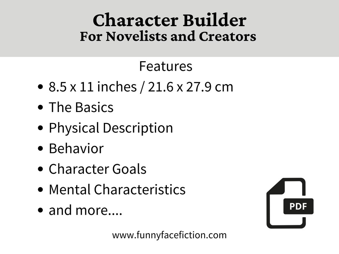 Printable Character Builder Workbook Printable Character - Etsy Canada