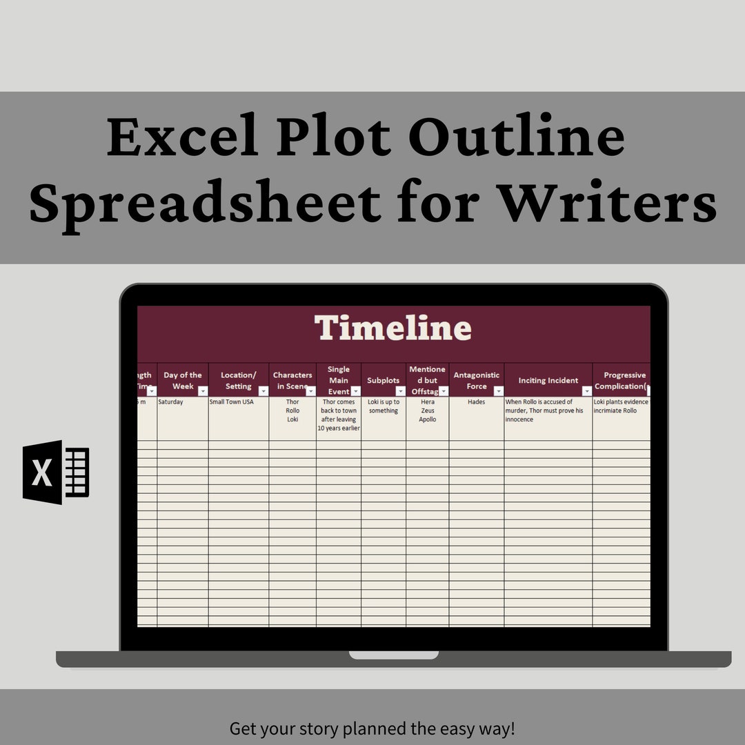 Excel Plot Outline Spreadsheet for Writers, Spreadsheet for Writers ...