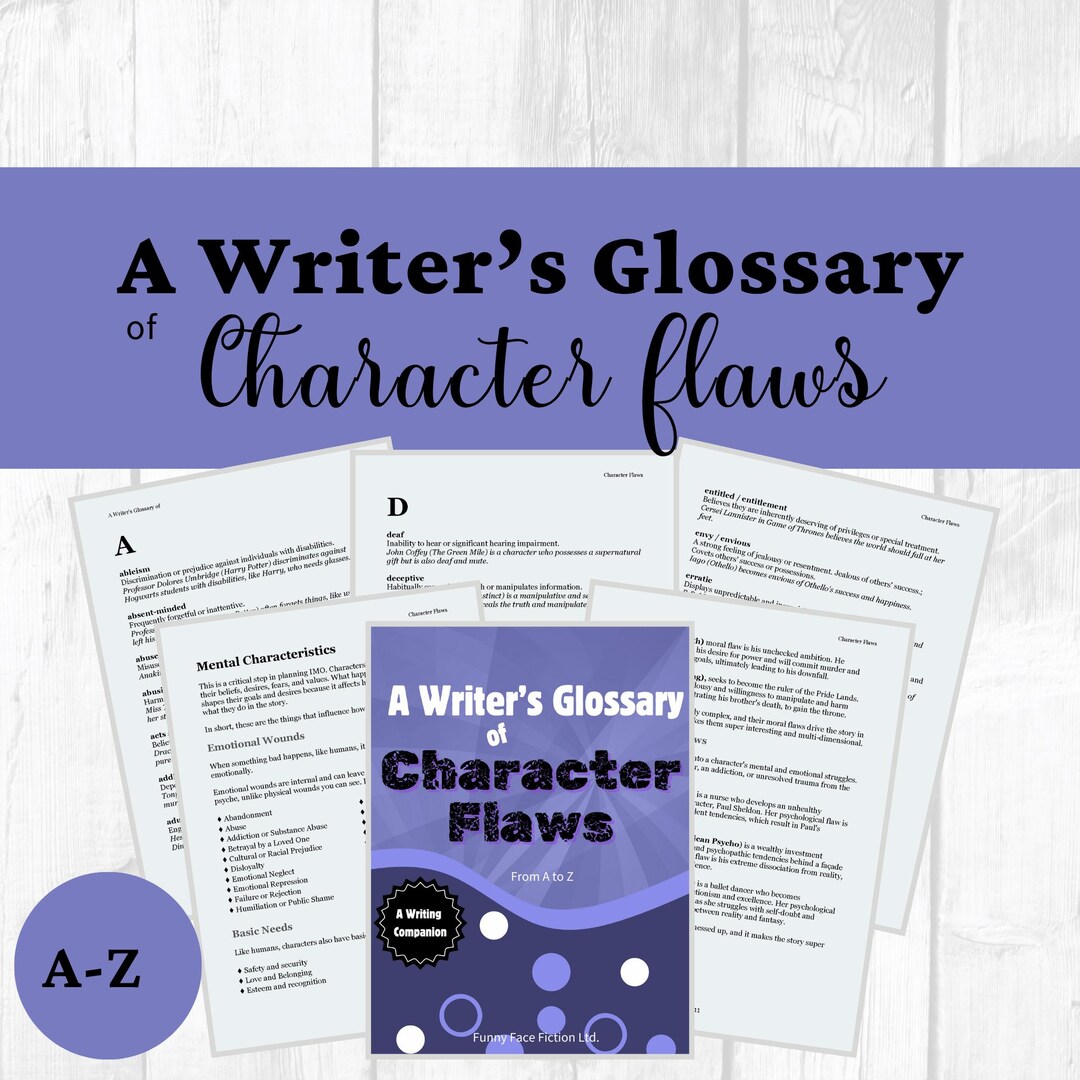 Character Flaws Glossary for Writers: Examples and Questions (PDF) - Etsy