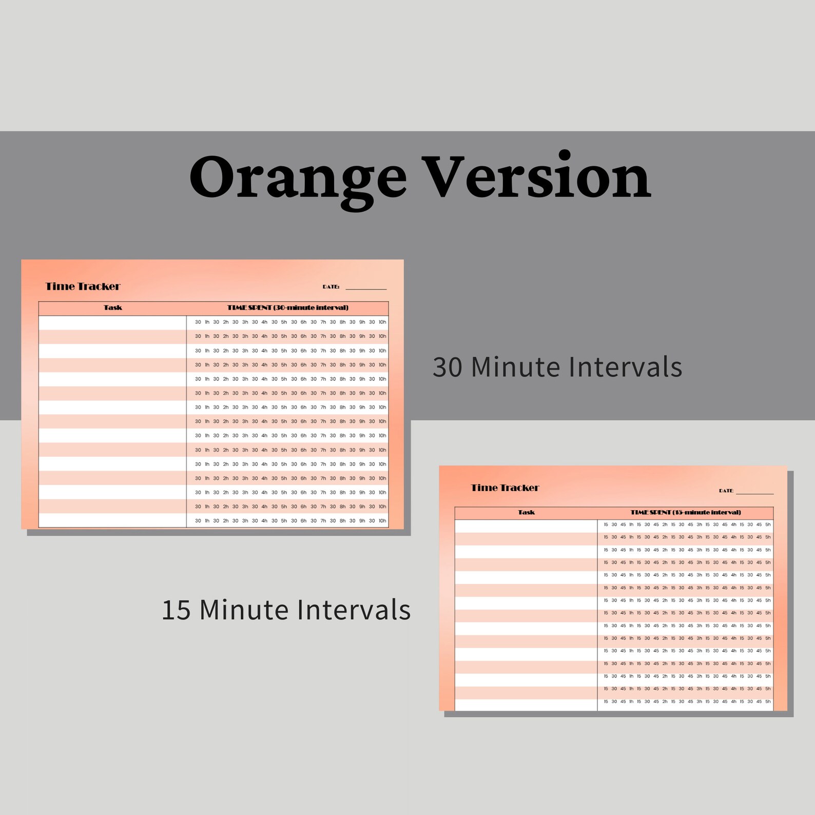 Printable Time Tracker, Time Tracker Printable, 15 Minutes Interval, 30 ...