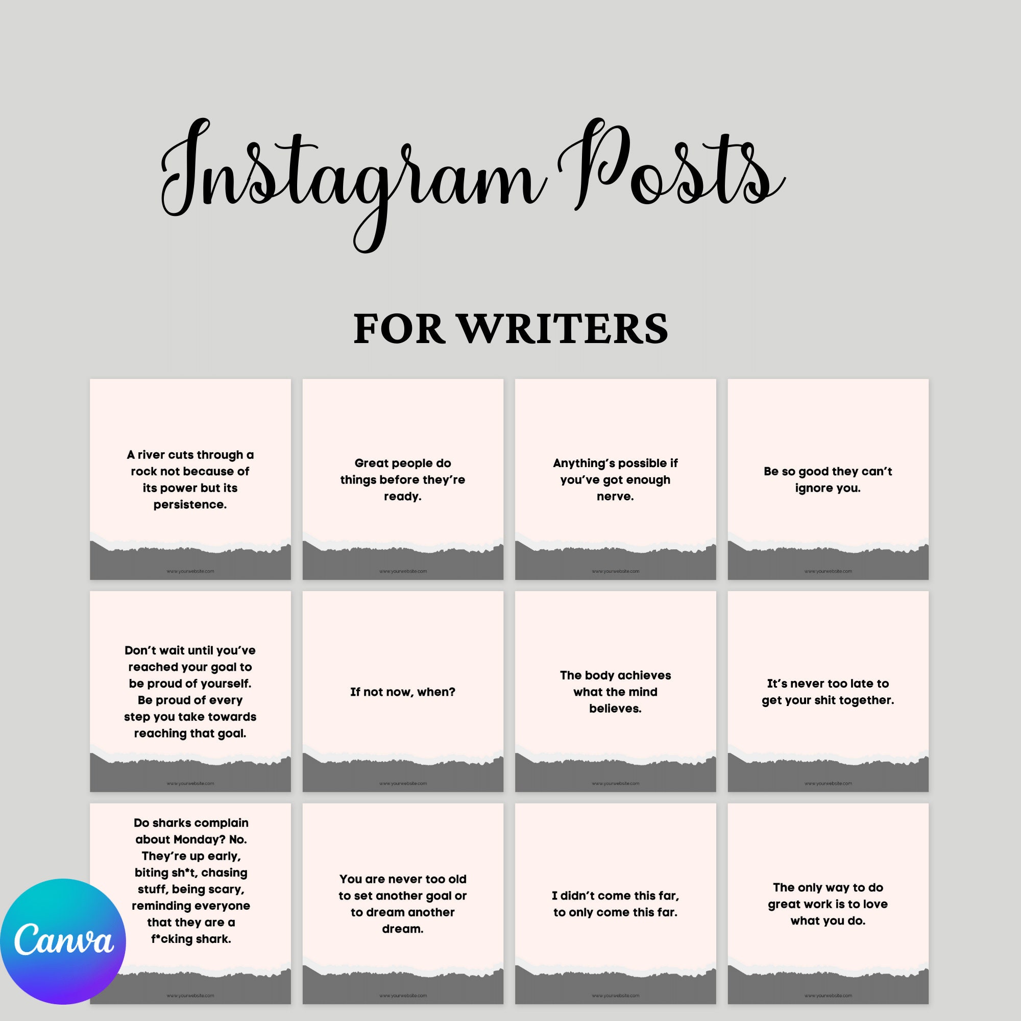 Canva Instagram Templates for Writers Author Instagram Ideas - Etsy