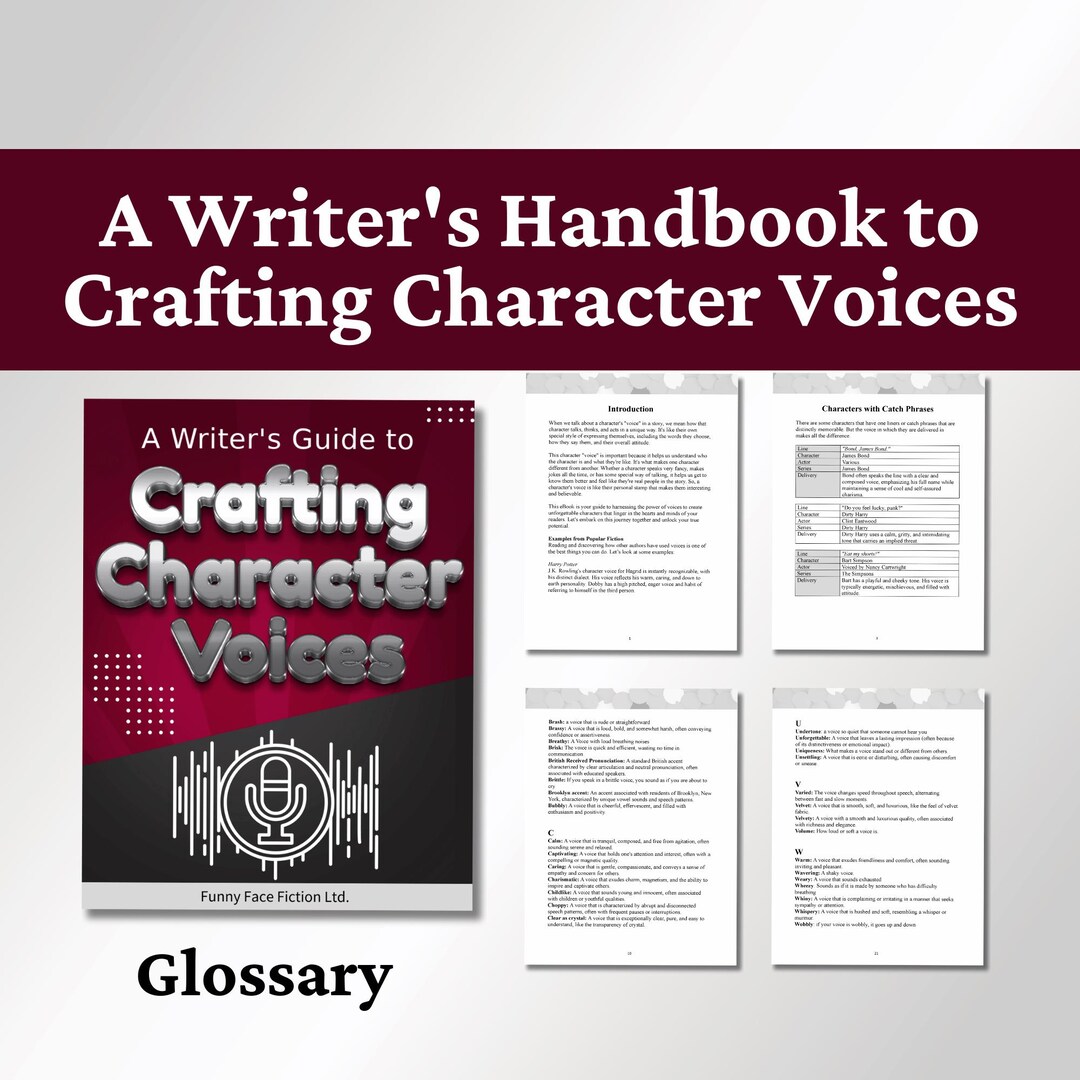 Crafting Character Voices Writing Guide: A to Z Glossary (PDF) - Etsy UK