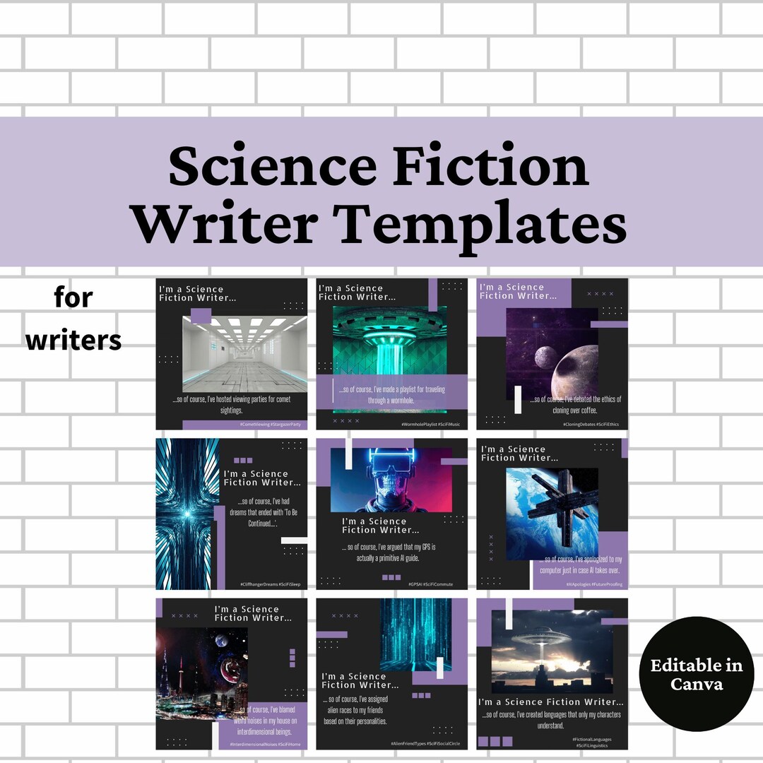 Humorous Square Post Templates for Science Fiction Writers: Funny ...