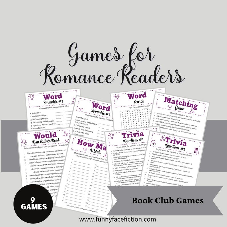 Book Club Games, Printable Icebreaker Games for Romance Readers, Book ...