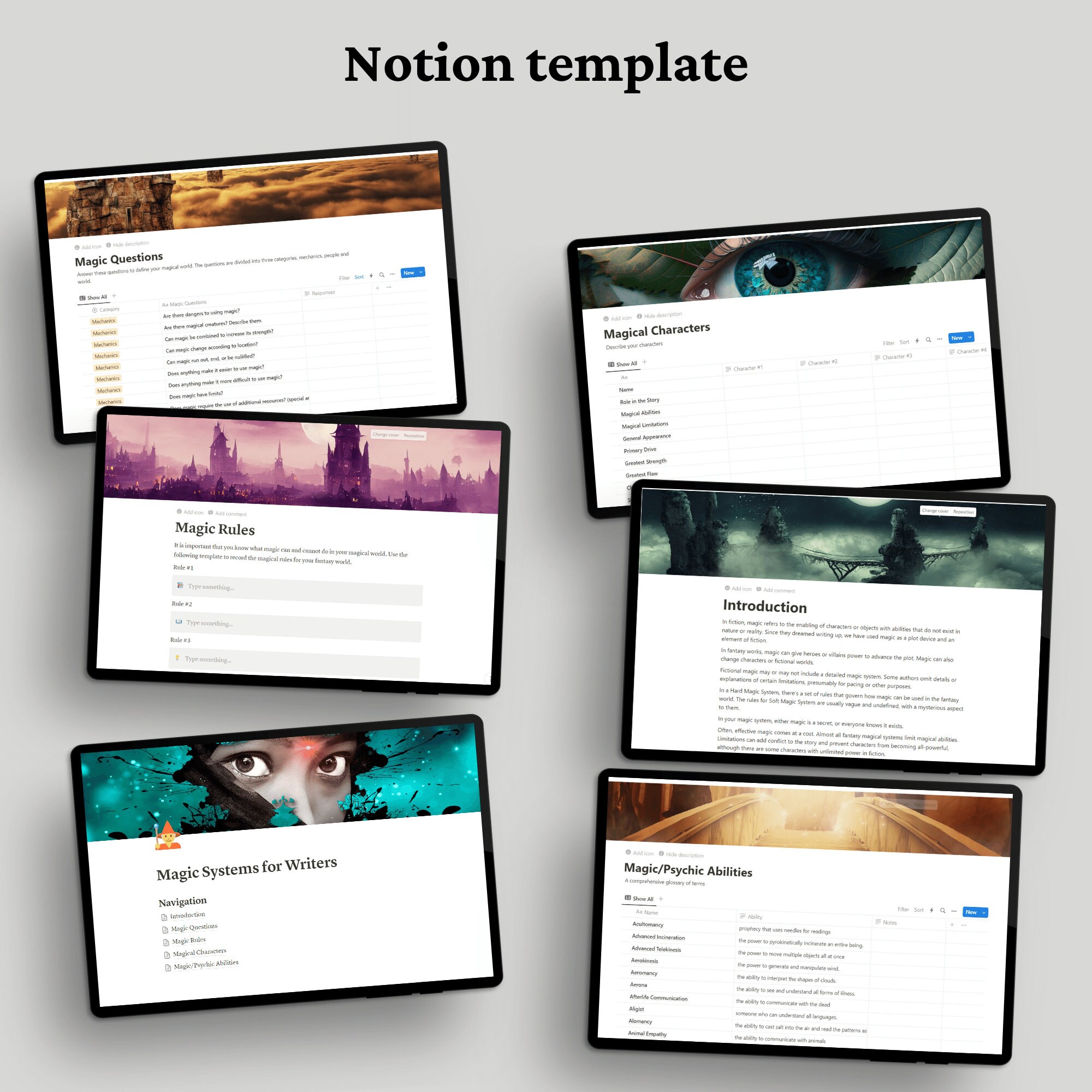 Build a Magic System for Writers Notion Template, Notion for Writers, Notion Brainstorming Tool ...