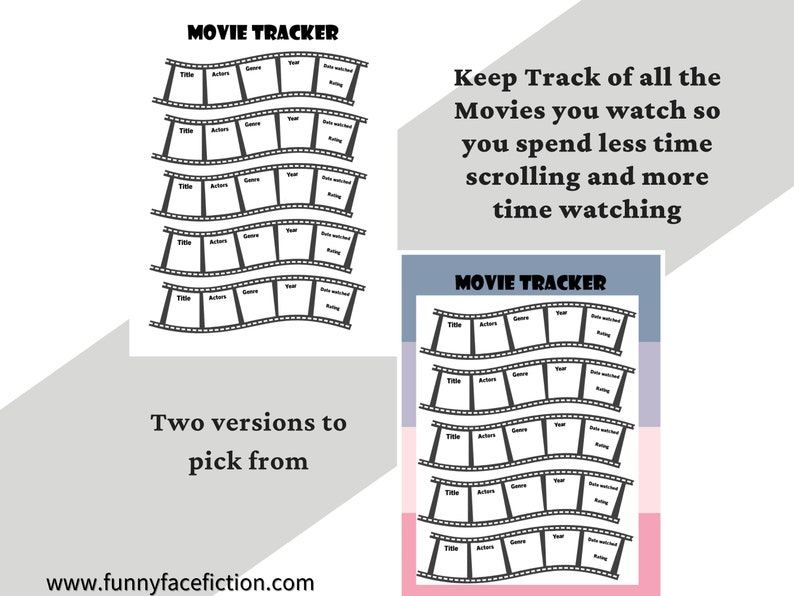 Printable TV and Movie Tracker Movie Tracker Printable | Etsy