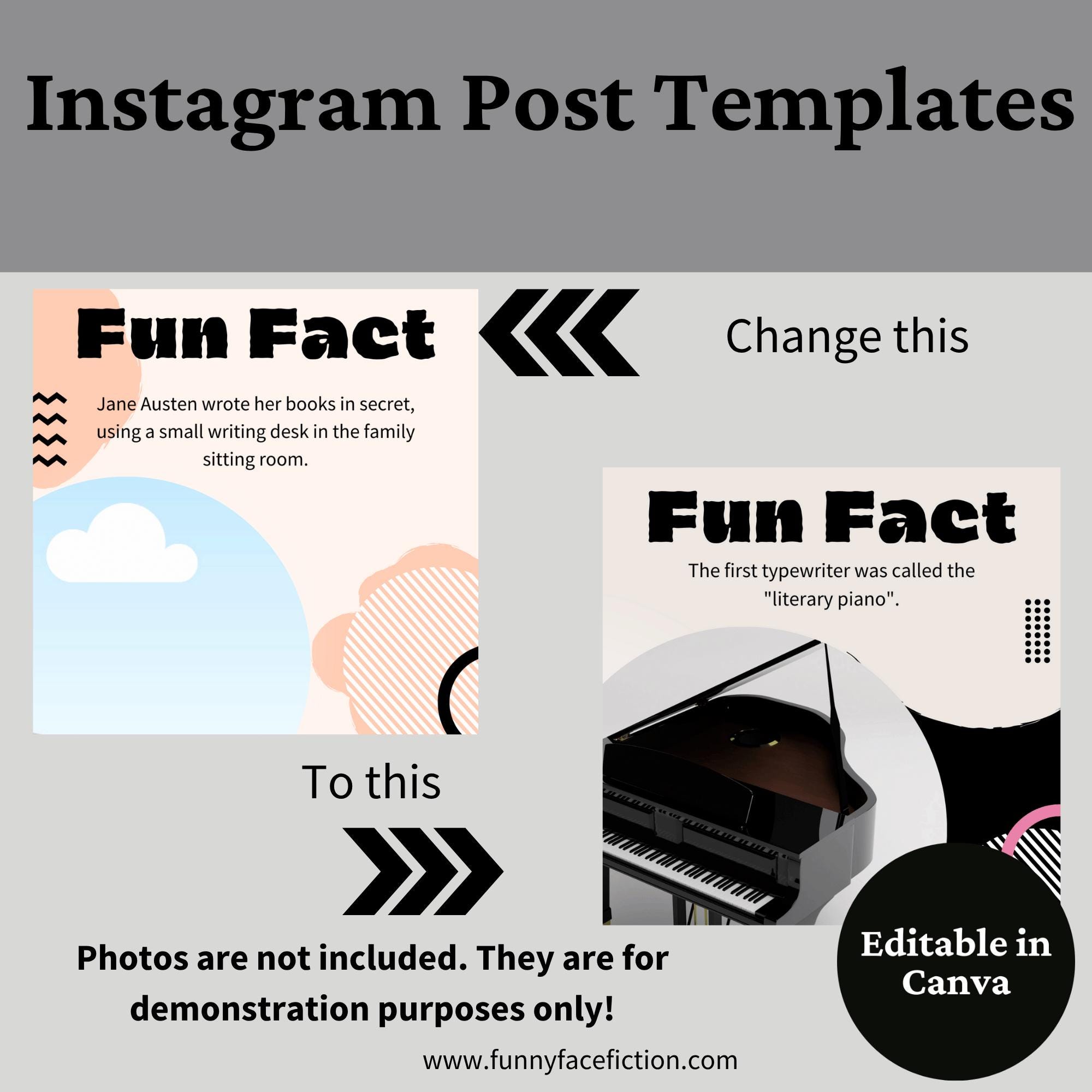 Fun Facts Square Post Templates for Writers: Instagram Posts (canva ...
