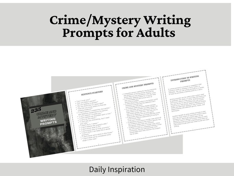 Creative Writing Prompts for Crime and Mystery Writers - Etsy