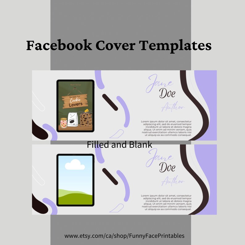 Canva Facebook Cover Templates for Writers, Editable Canva Templates ...
