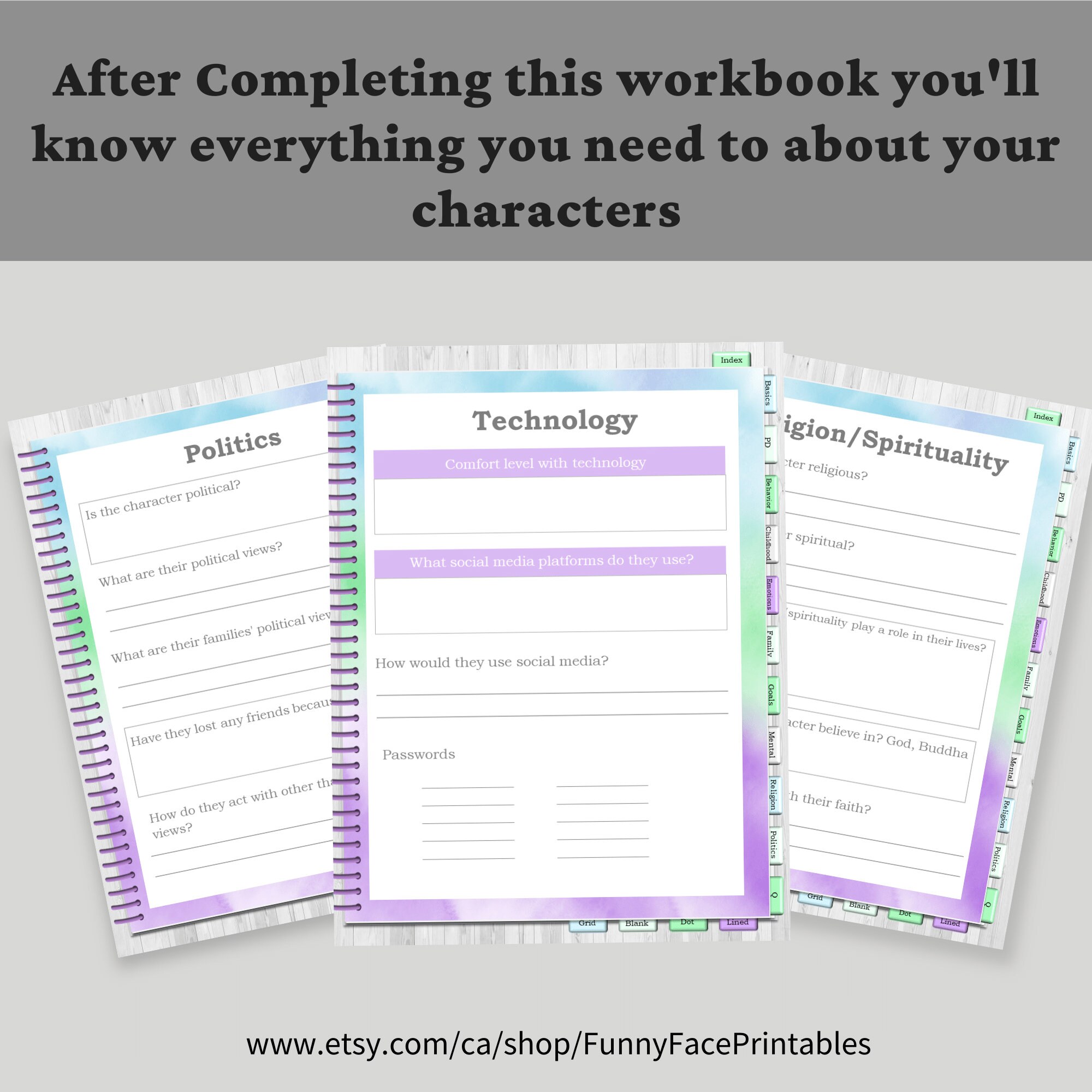 Character Builder Digital Workbook, Digital Character Profile Template ...
