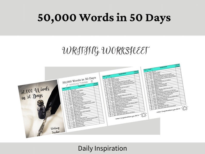 Printable Writing Tracker Novel Writing Word Tracker - Etsy