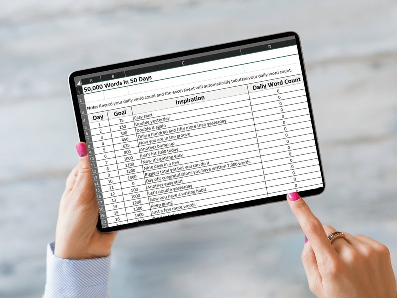 Word Count Tracking Spreadsheet for Writers Novel Writing - Etsy