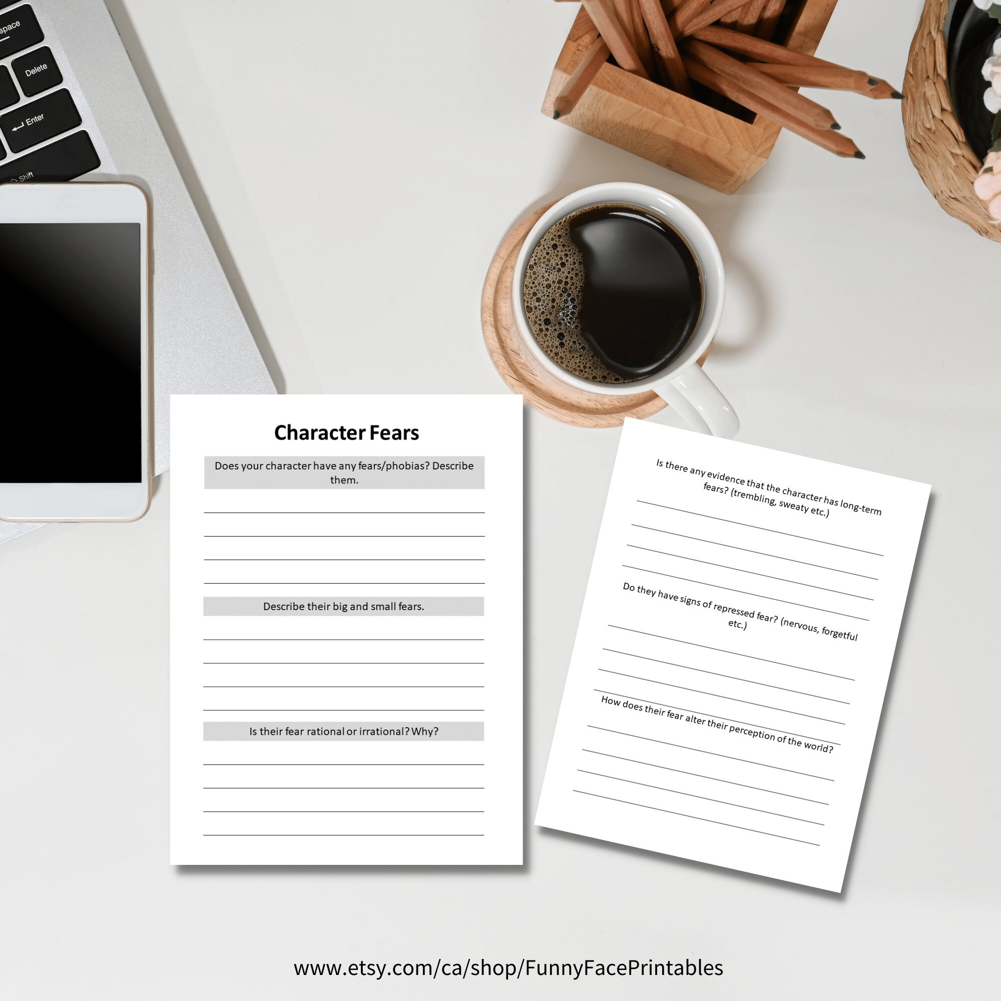 A Writers Guide to Character Fears Workbook, Character Building ...