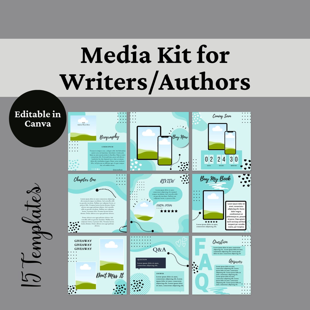 Media Kit for Authors, Writer Media Kit, Media Kit Template, Canva ...