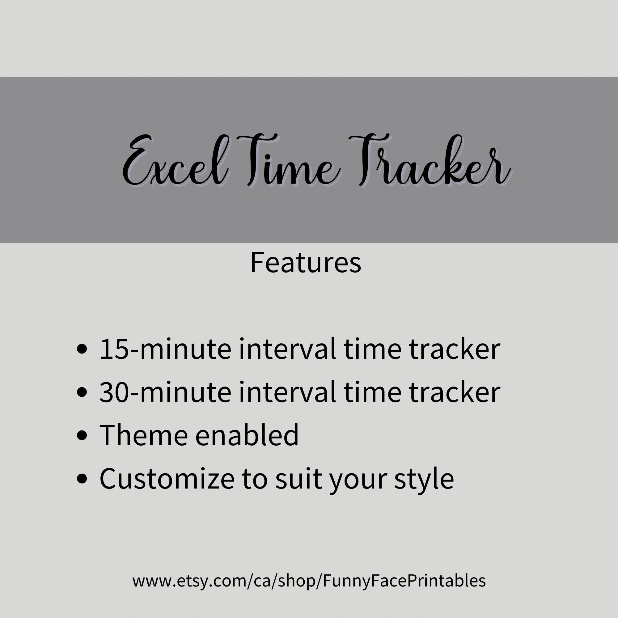 Time Tracker Spreadsheet Excel Time Tracker 15 Minutes - Etsy