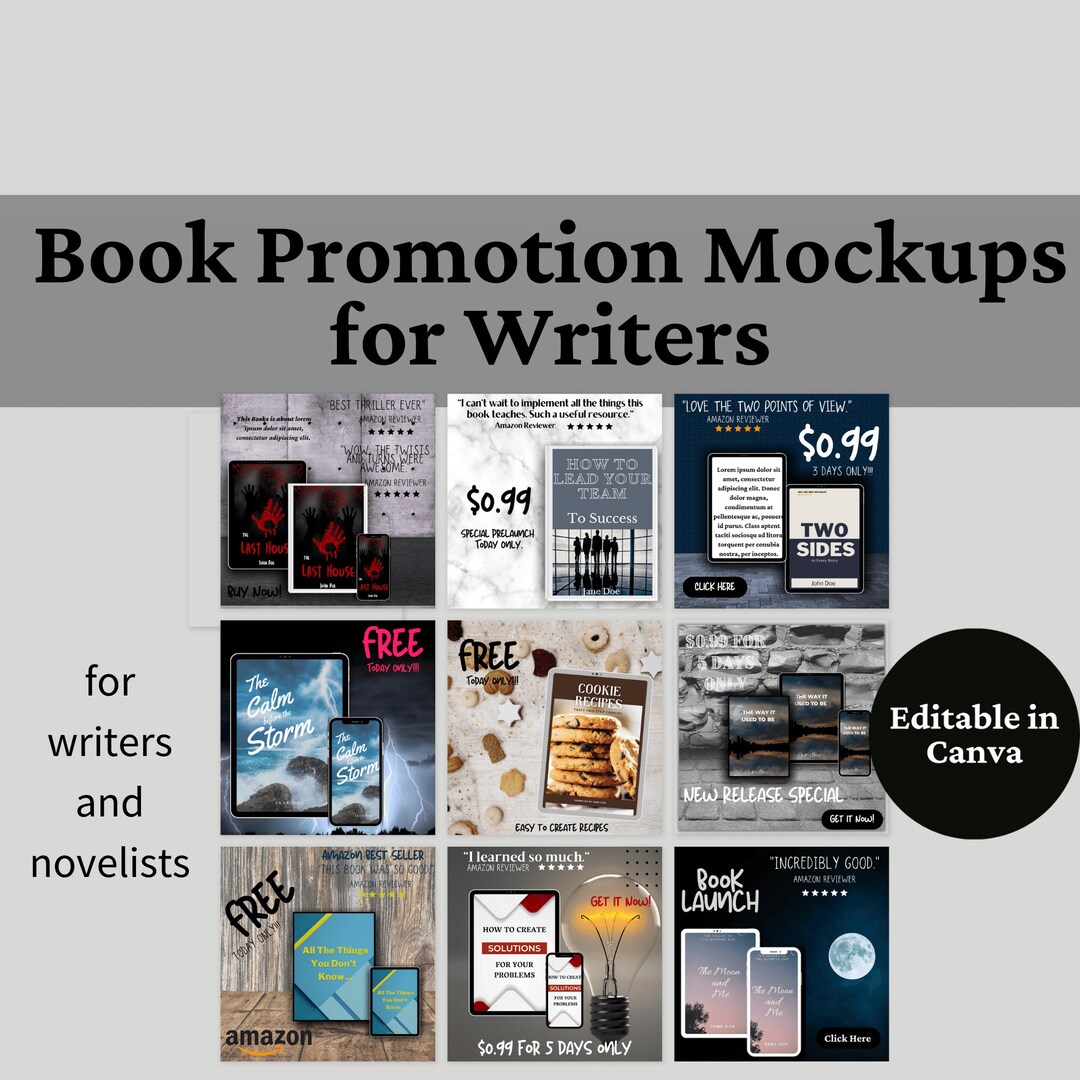 Canva Book Promotion Templates for Writers, Mockup for Book Promotion ...
