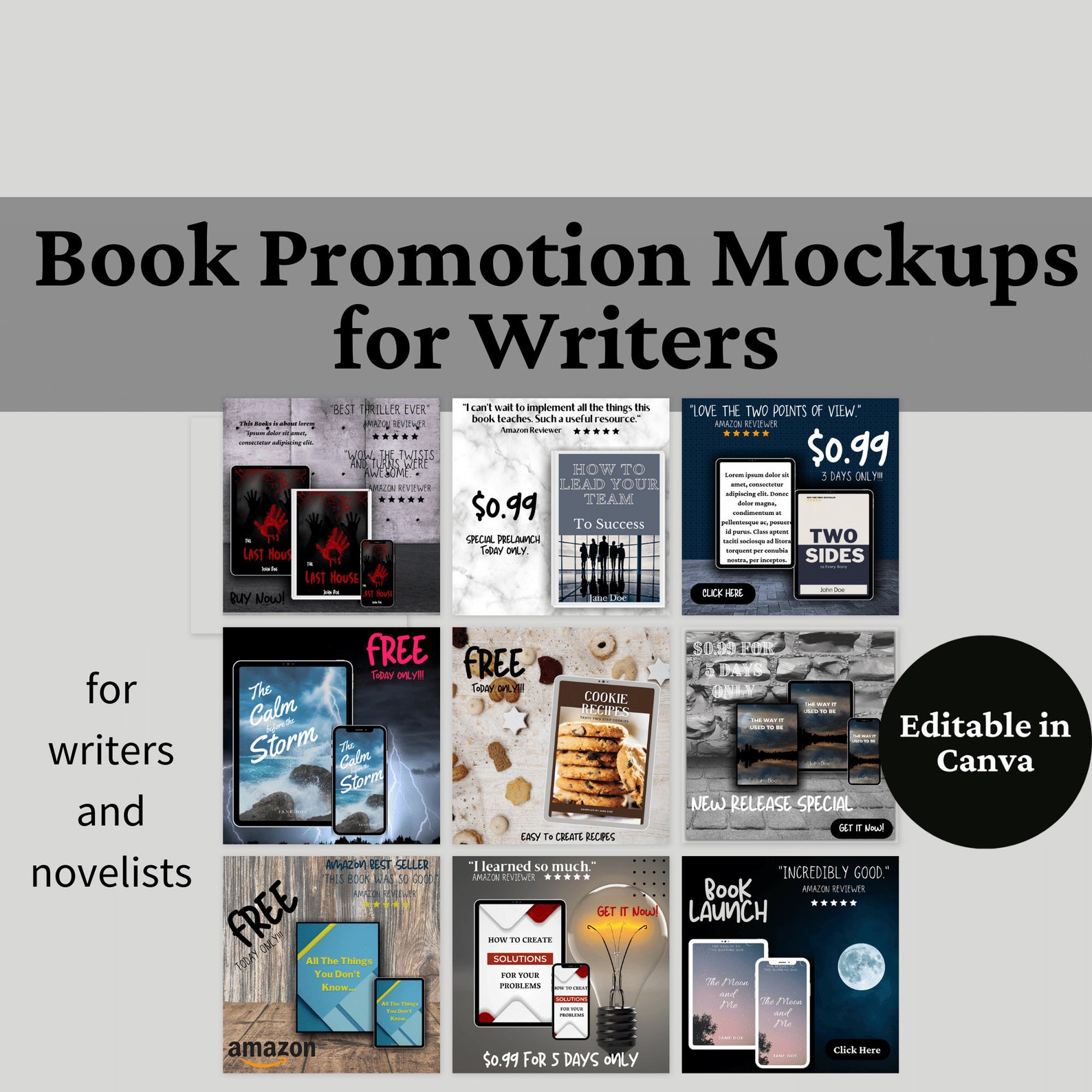Canva Book Promotion Templates for Writers, Mockup for Book Promotion ...