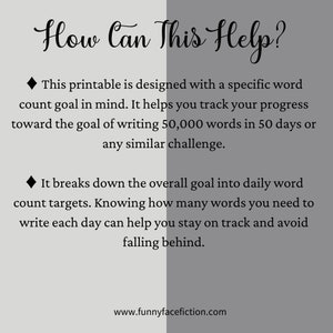 Printable Writing Tracker, Novel Writing Word Tracker, Printable Author ...