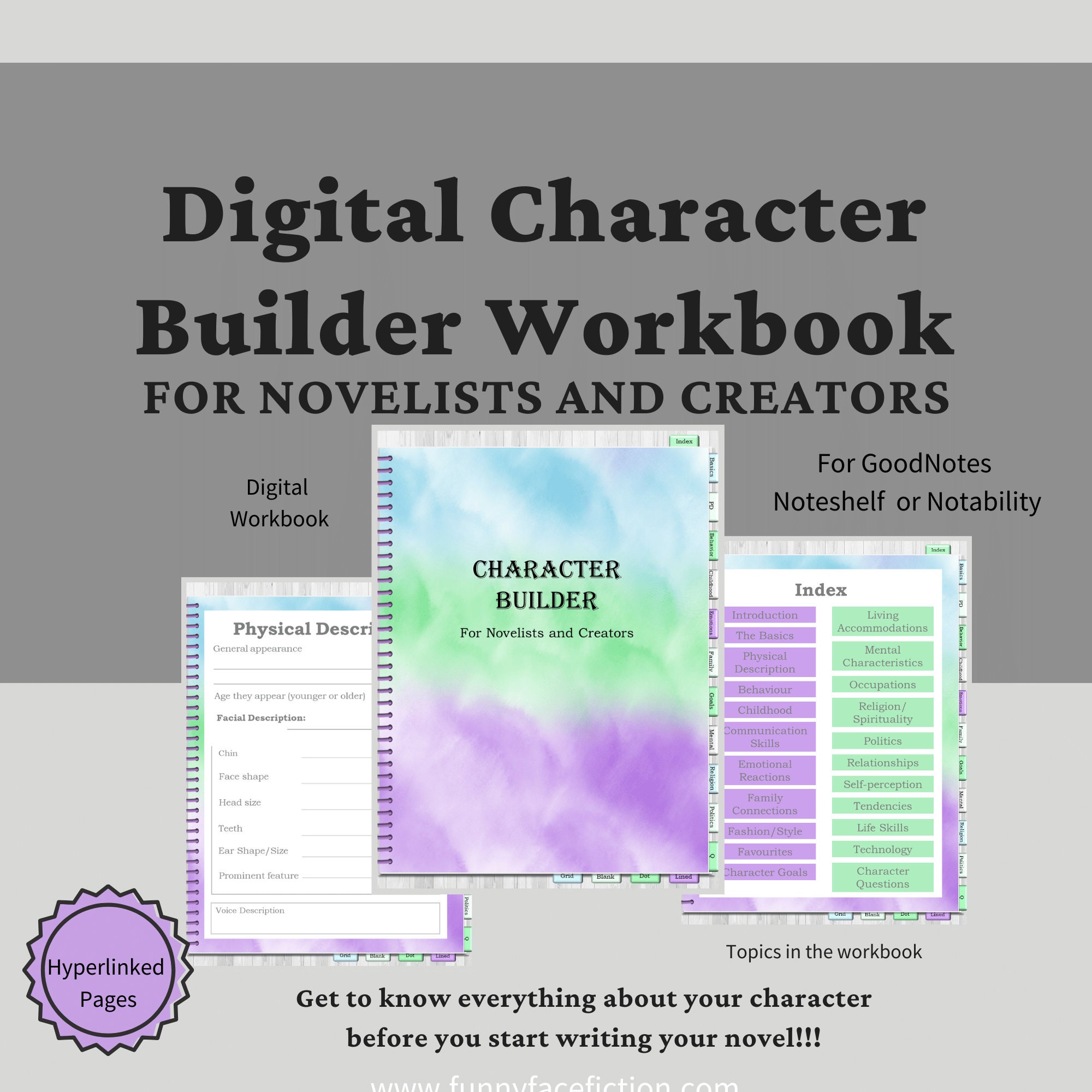 Character Builder Digital Workbook, Digital Character Profile Template ...