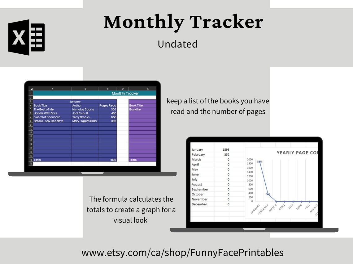 Excel Book Library Template Reading Log Tracker Excel - Etsy Canada