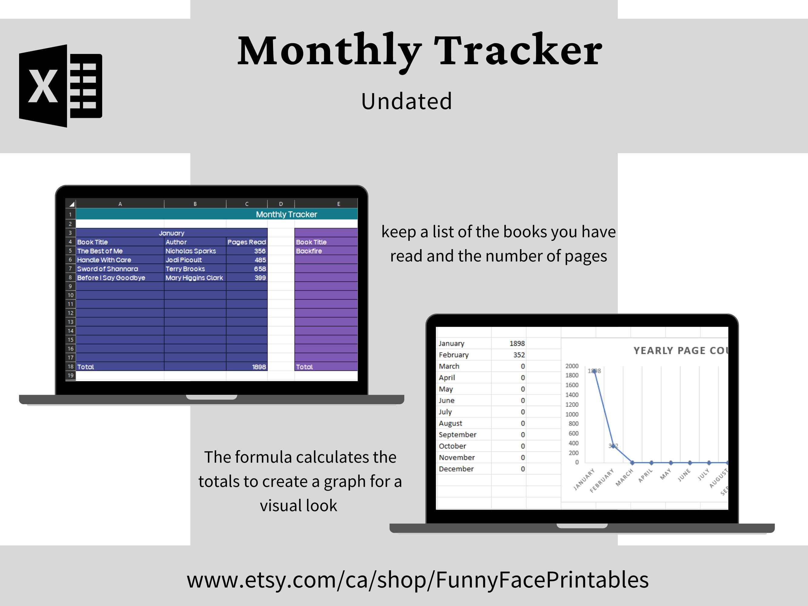 Excel Book Library Template Reading Log Tracker Excel - Etsy Canada