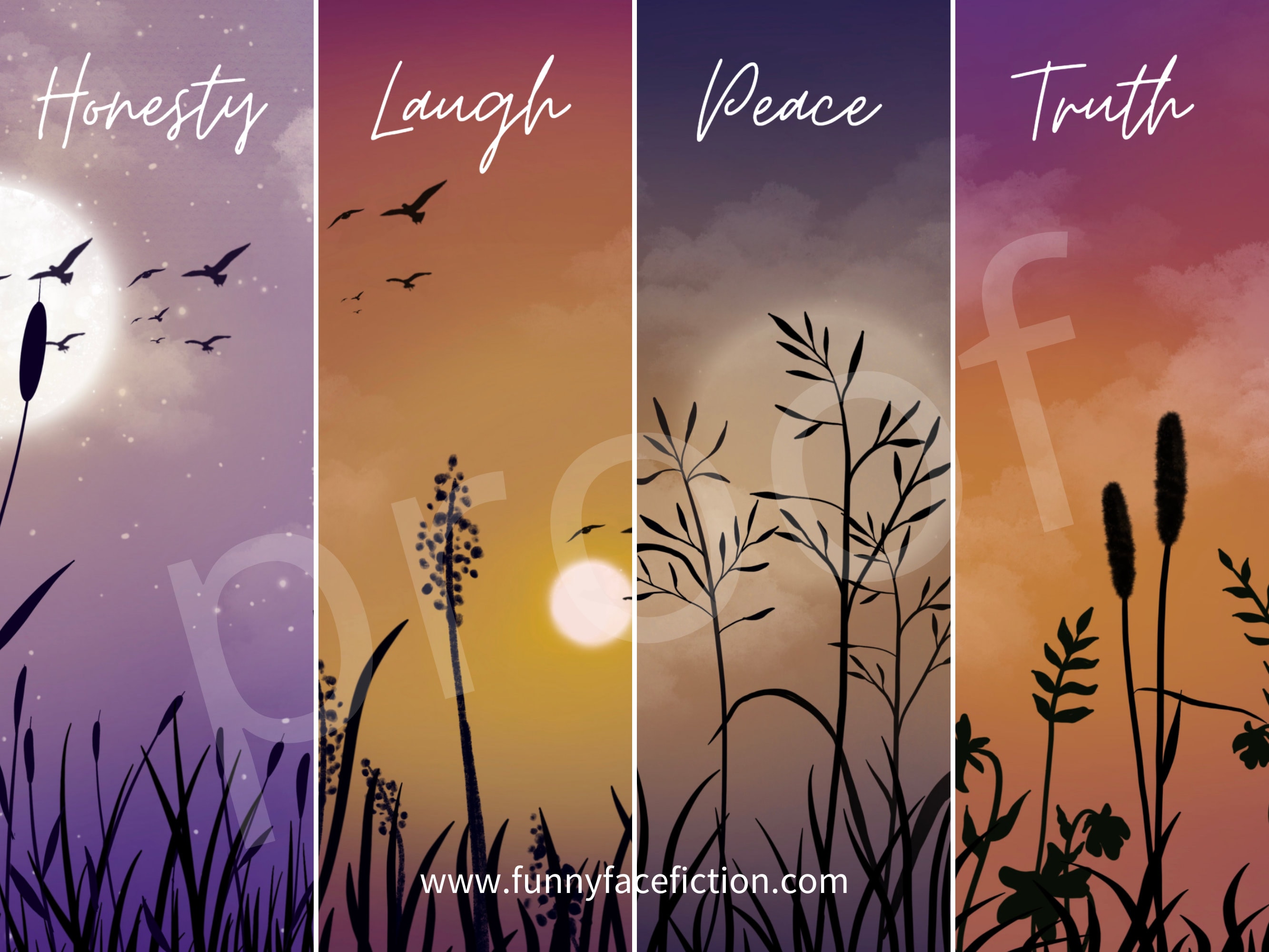 Printable Bookmarks Sunset Moon Bookmarks Bookmark Set - Etsy Canada