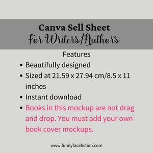 Canva Sell Sheet for Authors, Canva One Pager for Authors, Press Kit ...