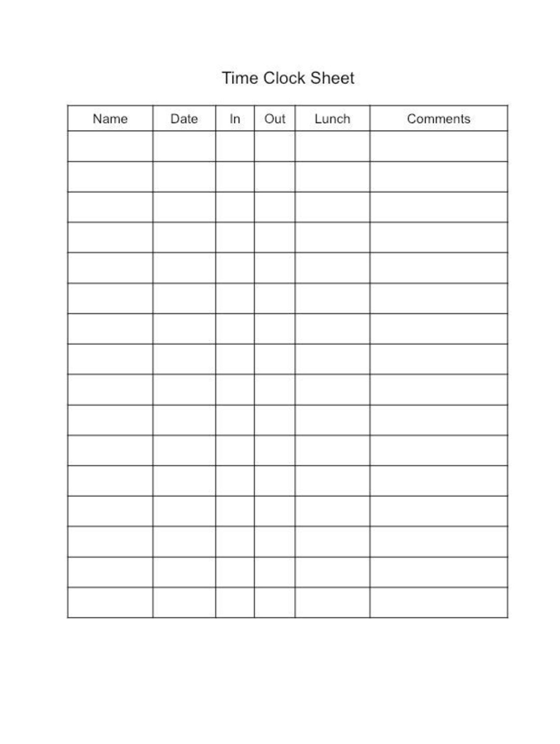 Simple Time Clock Sheet - Etsy